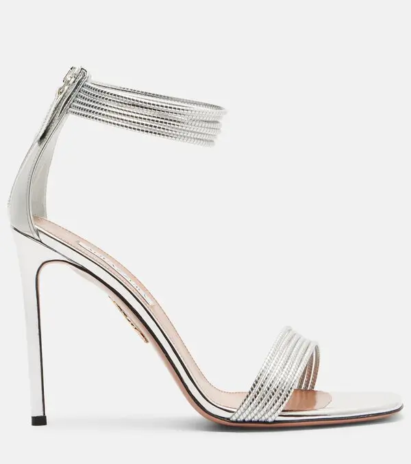 AQUAZZURA Metallic Leather Sandals