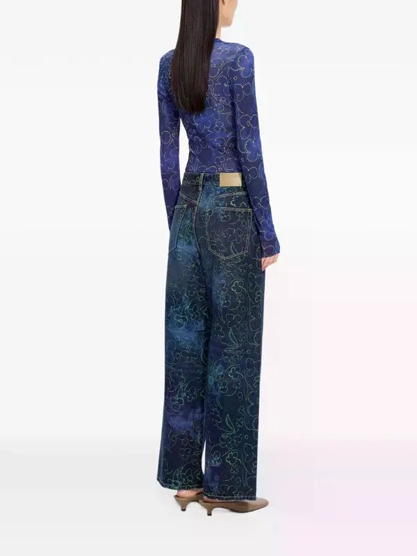 JNBY Floral Fitted Long Sleeve T-shirt - Blue