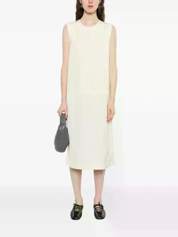 LESS Sleeveless Round Neck Midi Dress With Pockets
