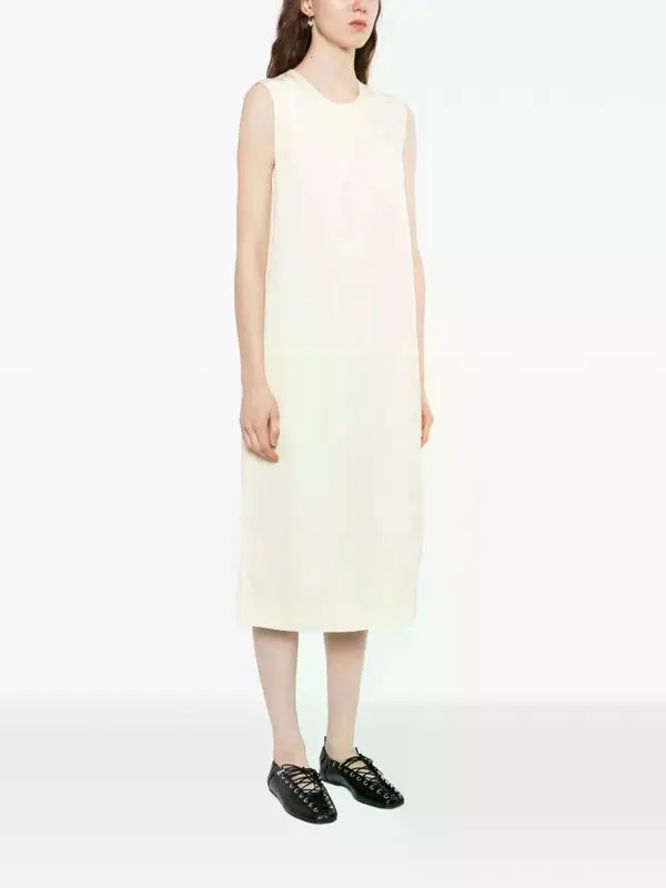 LESS Sleeveless Round Neck Midi Dress With Pockets