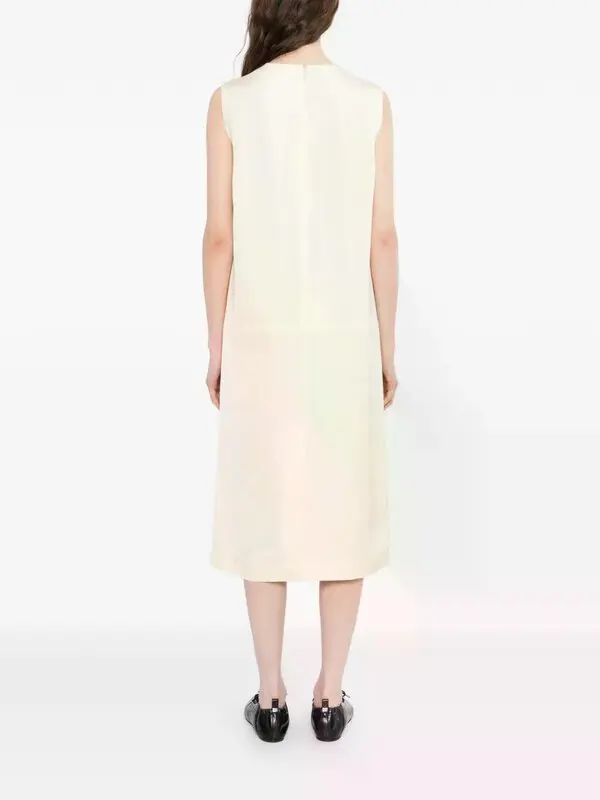 LESS Sleeveless Round Neck Midi Dress With Pockets