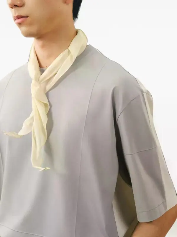 CROQUIS Two-tone Crew-neck T-shirt - Dove