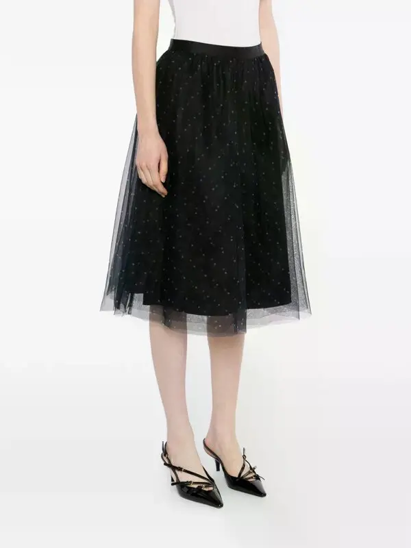 JNBY Polka Dot Tulle Layered A-line Skirt - Black