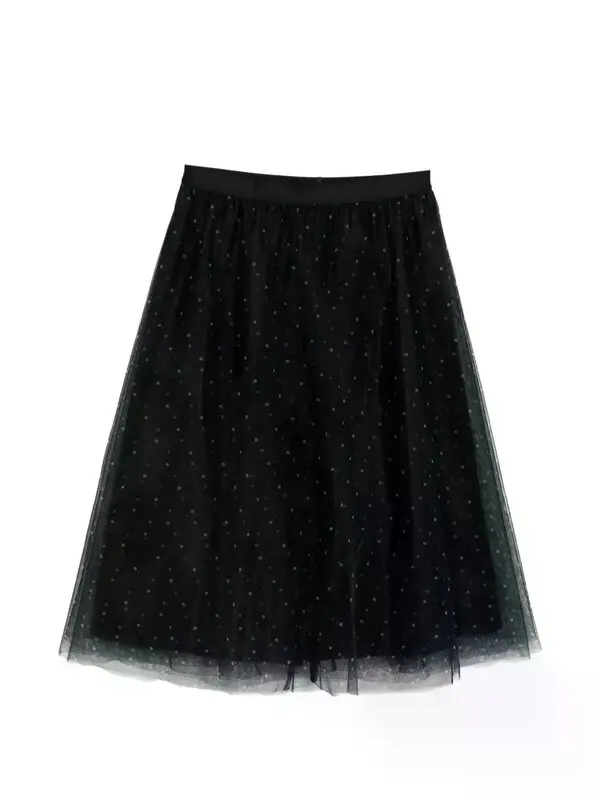 JNBY Polka Dot Tulle Layered A-line Skirt - Black