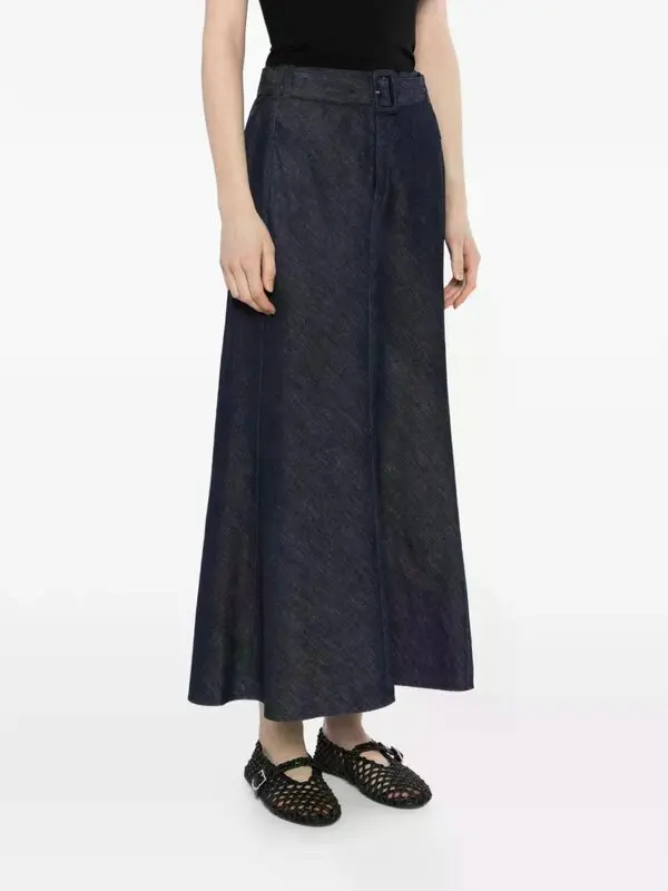 LESS Denim Maxi Skirt With Detachable Belt