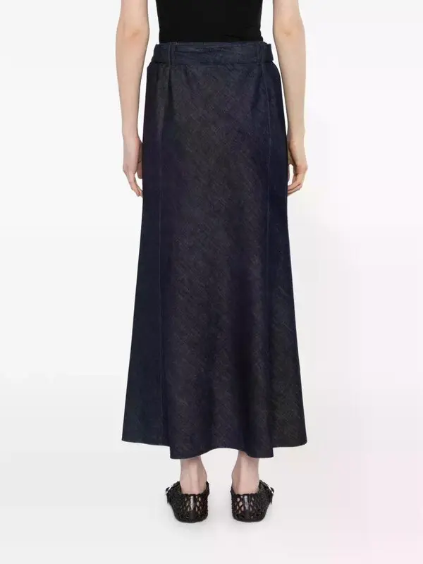 LESS Denim Maxi Skirt With Detachable Belt