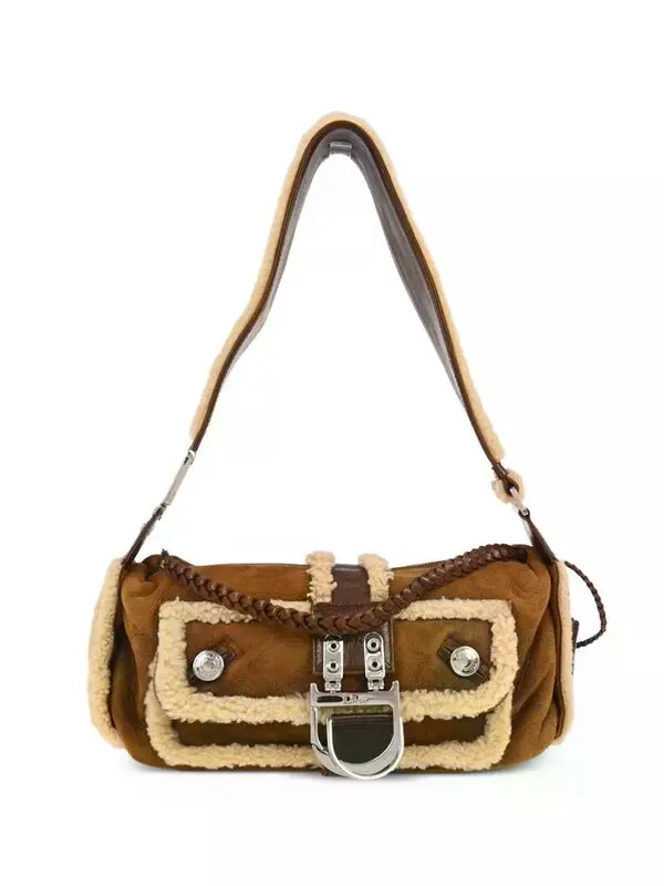 Dior 2005 Shearling Flight Handbag - Brown