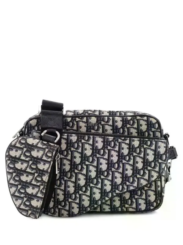 Dior Saddle Triple Pouch Oblique Canvas Crossbody Bag - Blue