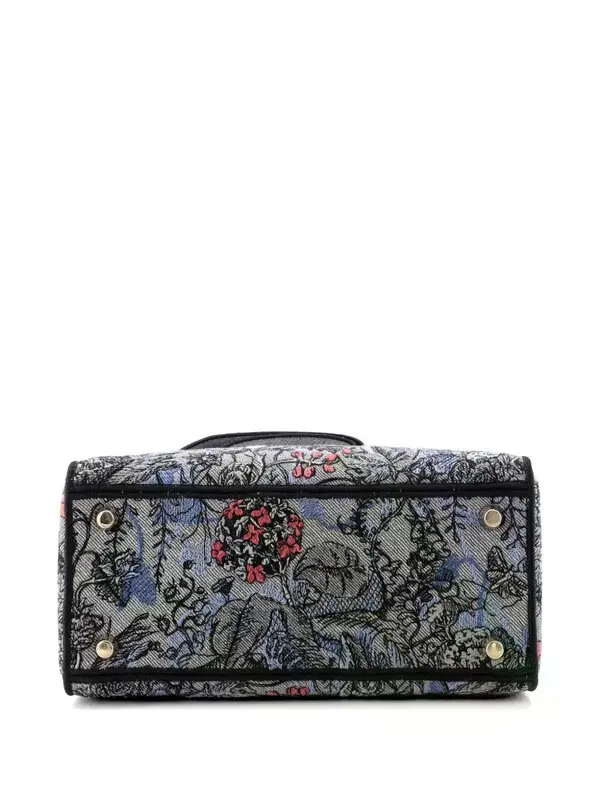 Dior Lady D-lite Embroidered Canvas Medium Satchel - Blue