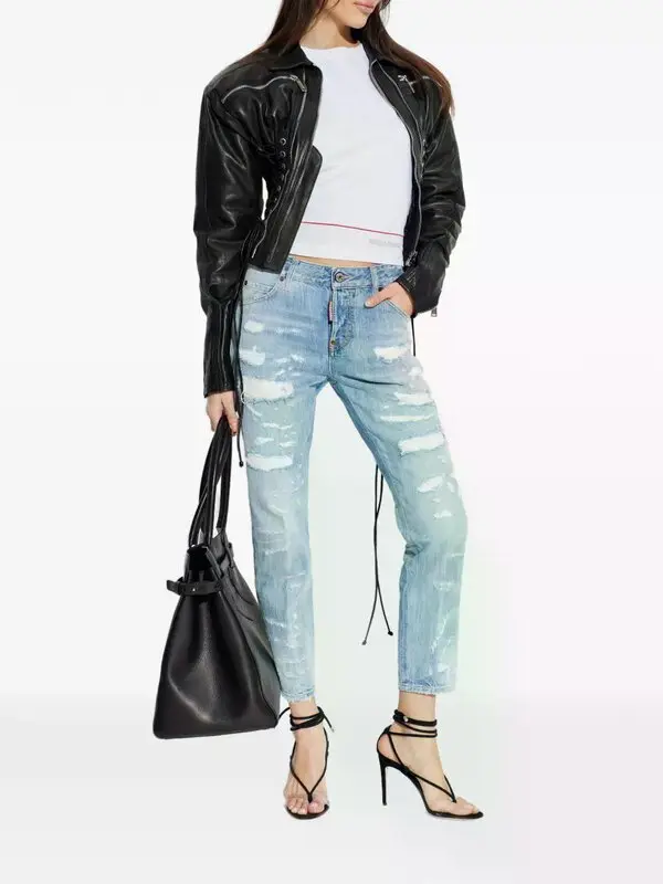 Dsquared2 Distressed Rainbow Embroidered Trousers
