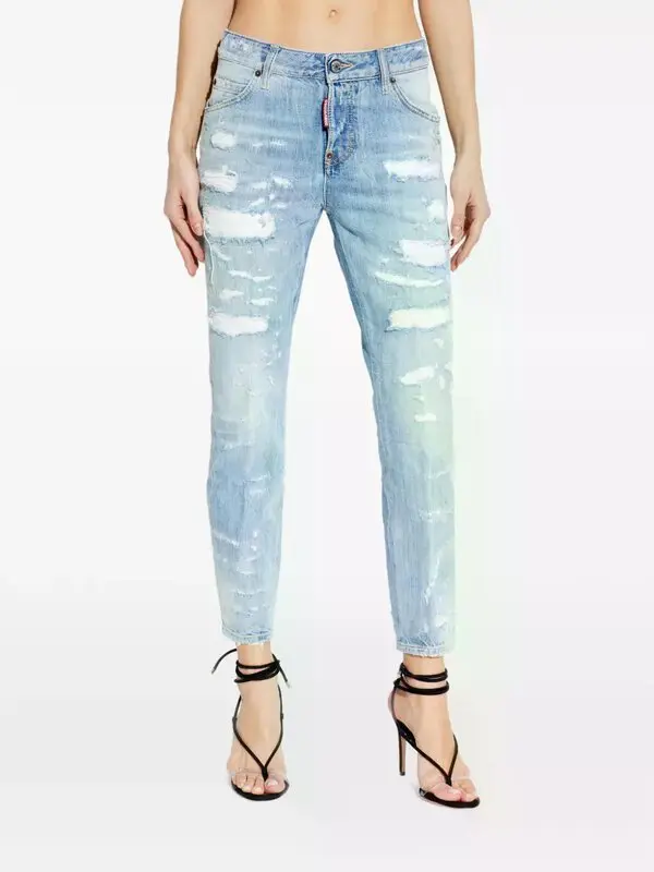 Dsquared2 Distressed Rainbow Embroidered Trousers