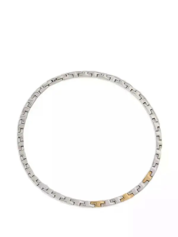 TRUSSARDI Geometric Motif Necklace With Gold-tone Detail - Silver