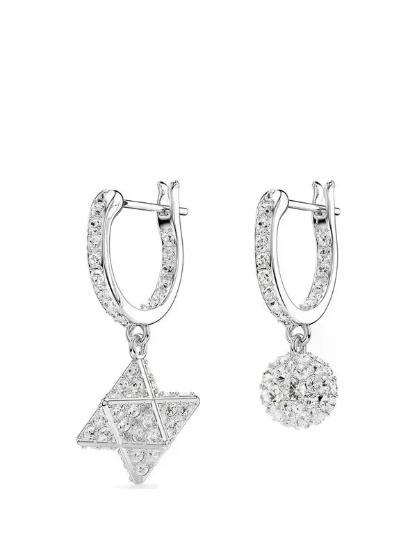 SWAROVSKI Dextera Geometric Embellished Hoop Drop Earrings