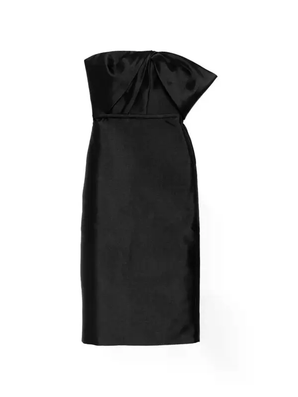 Amsale Bow Cocktail Midi Dress - Black