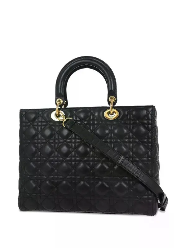 Dior Lady Cannage Leather Tote Bag - Black