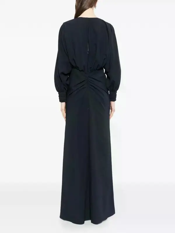 Amsale Pebble Crepe Gathered Maxi Dress
