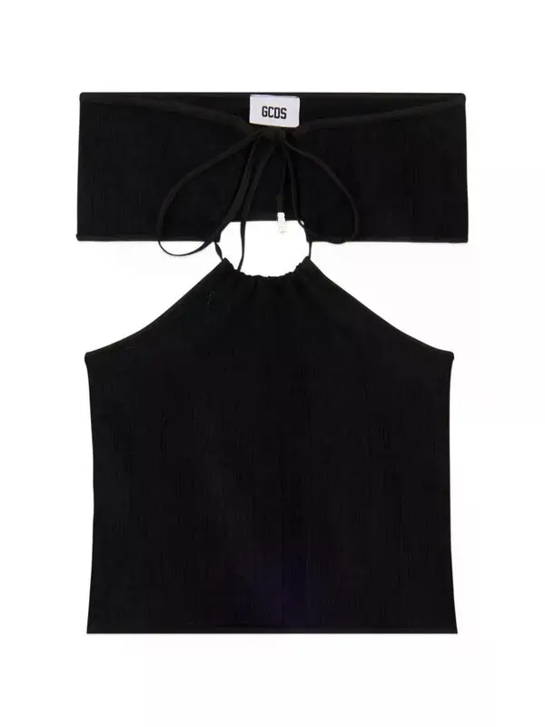 Gcds Crochet Knit Halter Top With Cut-out Detailing - Black