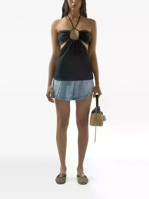 Gcds Crochet Knit Halter Top With Cut-out Detailing
