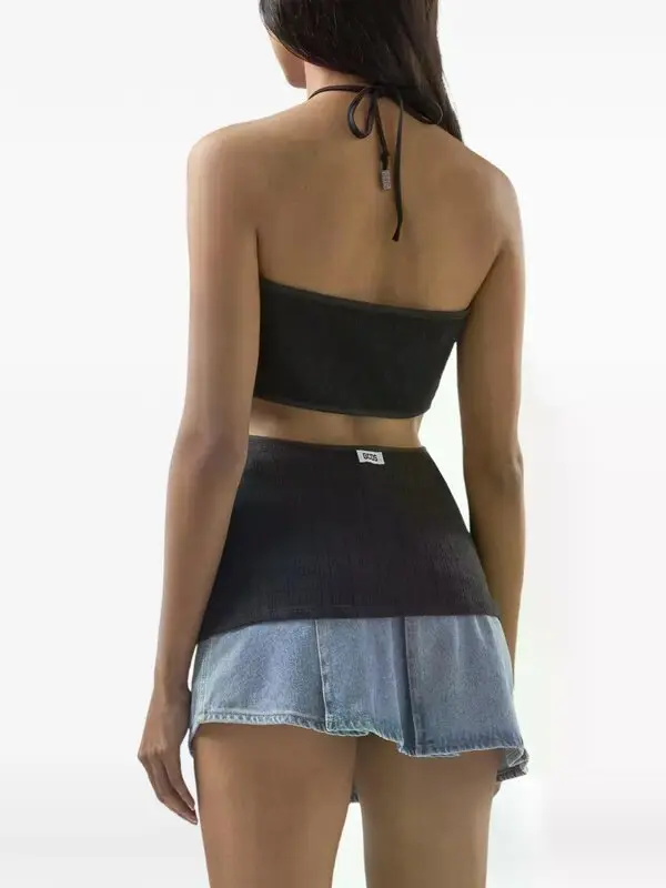 Gcds Crochet Knit Halter Top With Cut-out Detailing