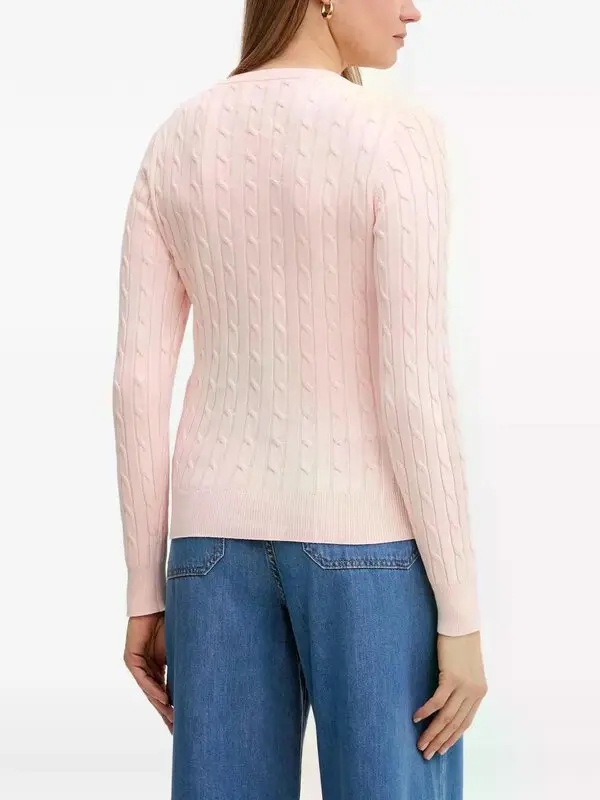 Gant Cable Knit V-neck Sweater - Pink