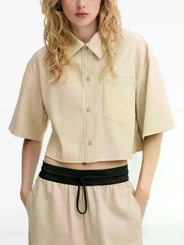STAND STUDIO Cropped Shirt With Pointed Collar And Chest Pocket