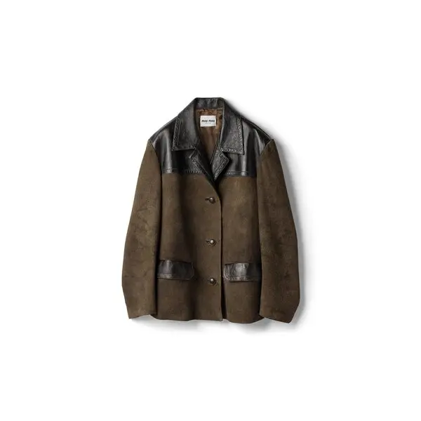 Miu Miu Suede Jacket With Leather Detailing