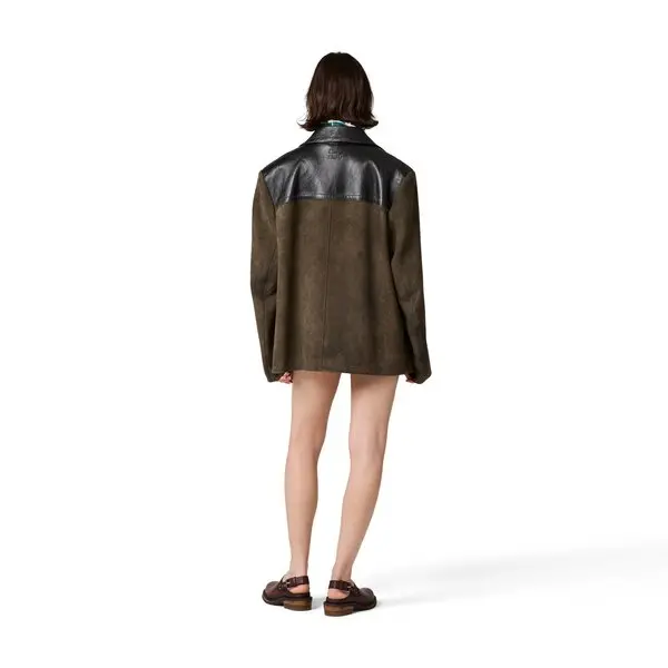 Miu Miu Suede Jacket With Leather Detailing