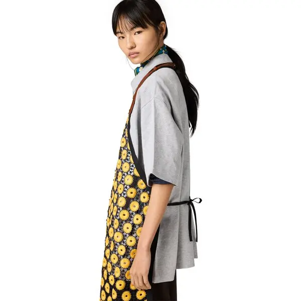 Miu Miu Macramé Apron With Scalloped Hem And Leather Straps
