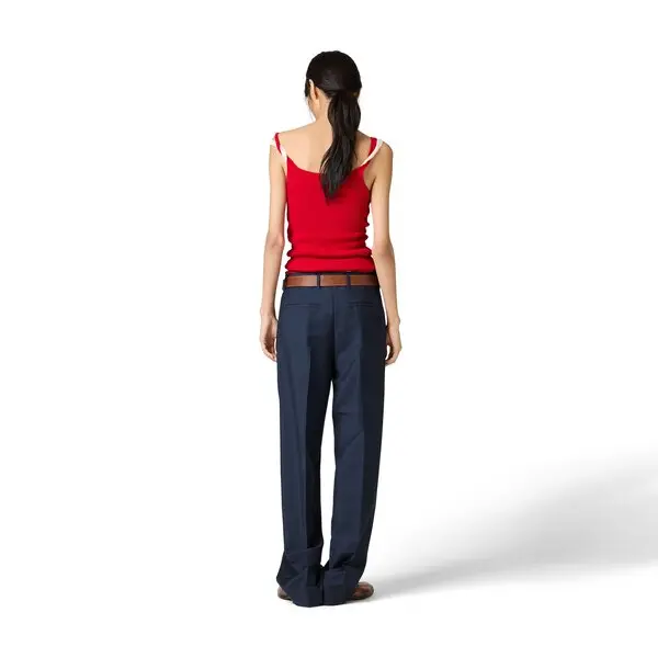 Miu Miu Cotton Knit Top With Logo Patch