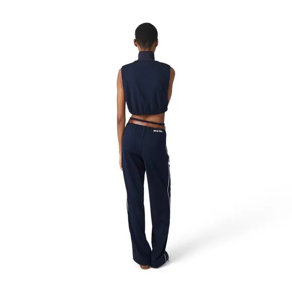 Miu Miu Technical Jersey Cropped Top - Navy