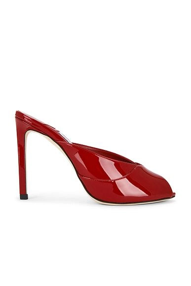 JIMMY CHOO Brigitte Patent Leather 100 Mule - Ruby Red