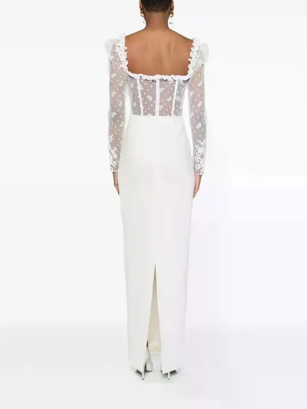 Alessandra Rich Lace Bow Maxi Dress