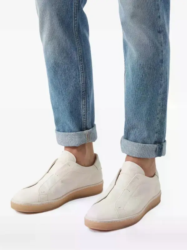 Eleventy Leather Slip-on Sneakers - Neutrals
