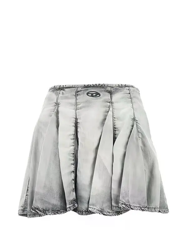 DIESEL® De-spiki Oval Logo Pleated Mini Skirt - Grey