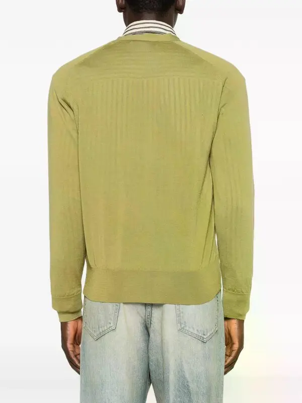 AMI Paris V-neck Button-up Cardigan With Logo Embroidery