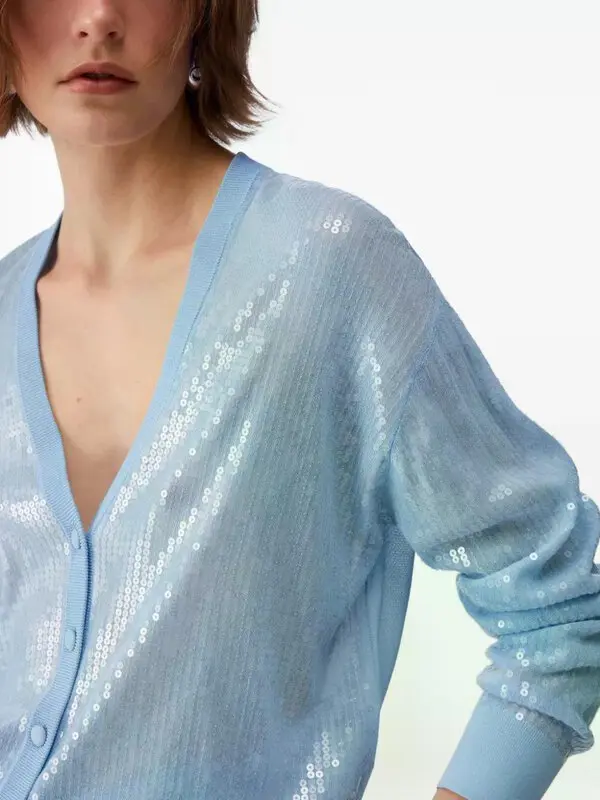 Liu Jo Long-sleeve Sequined V-neck Cardigan