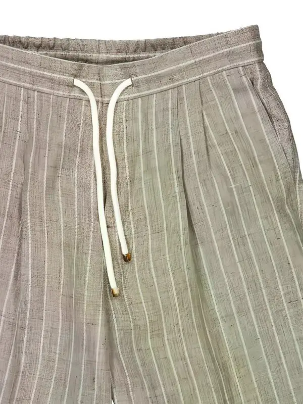 Brunello Cucinelli Striped Linen Drawstring Trousers
