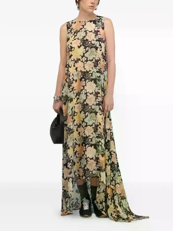 SEMICOUTURE Floral Print Sleeveless Maxi Dress