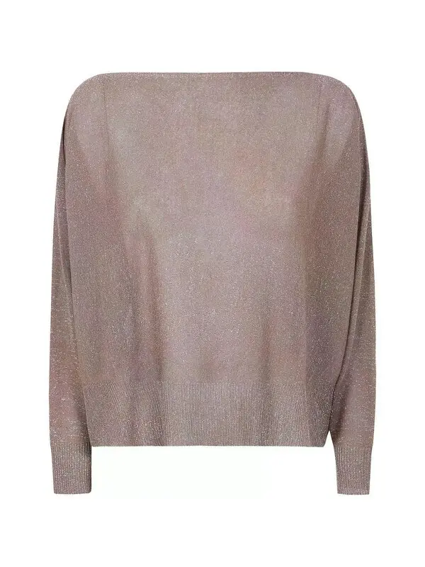 D.exterior Boat Neck Long Sleeve Sweater - Neutrals