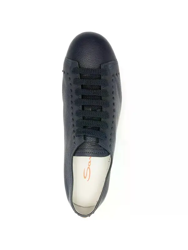 Santoni Leather Lace-up Sneakers - Blue