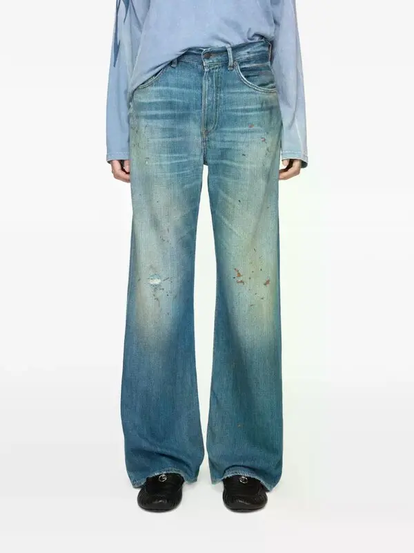 Acne Studios Patch-detail Wide Leg Jeans - Blue