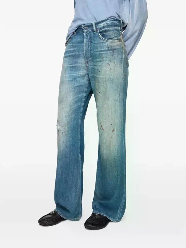Acne Studios Patch-detail Wide Leg Jeans - Blue