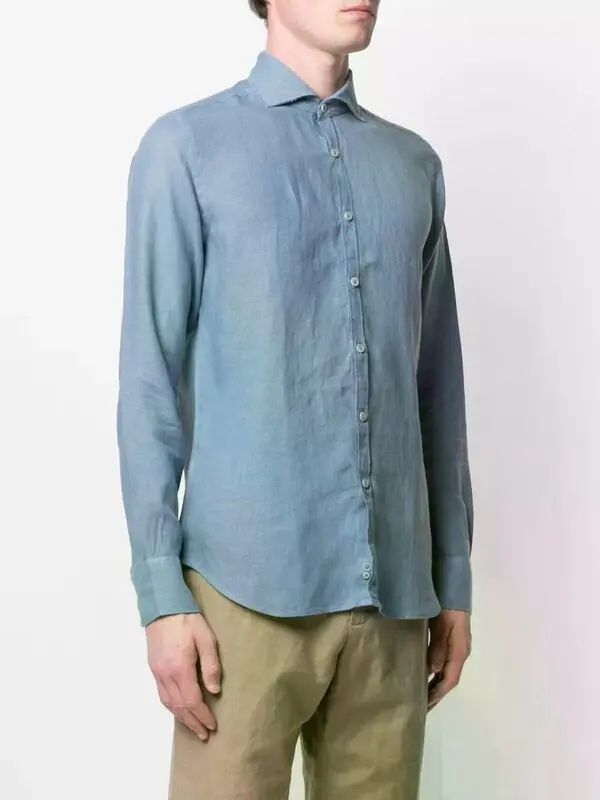 Canali Slim-fit Linen Shirt - Blue