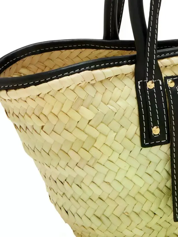 Jacquemus Le Petit Panier Soli Woven Raffia Bag With Leather Details - Neutrals