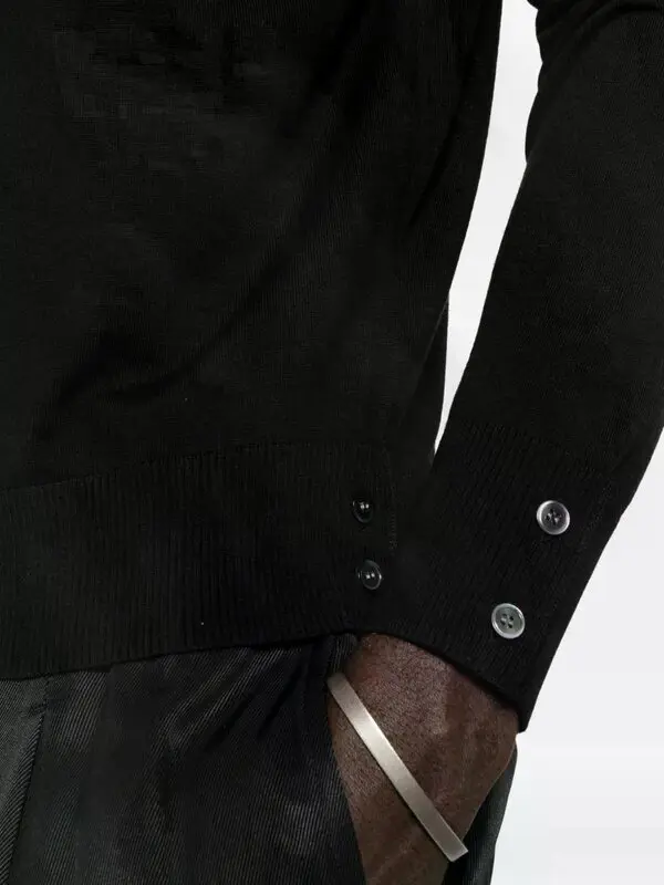 IVORY PARIS Long-sleeve Mock Neck Sweater With Buttoned Cuffs - Black