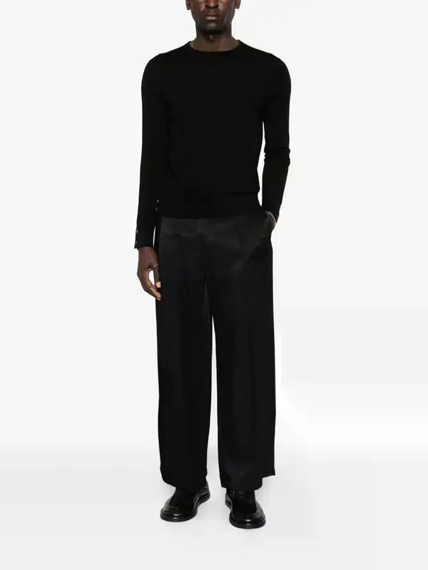 IVORY PARIS Buttoned Crew-neck Sweater - Black