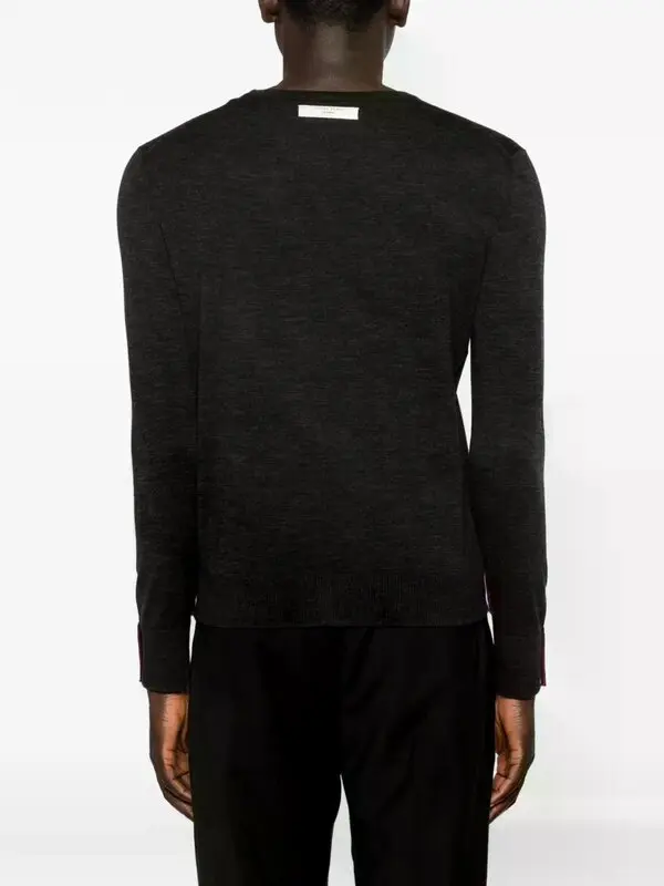 IVORY PARIS Crew Neck Button Cuff Sweater - Grey