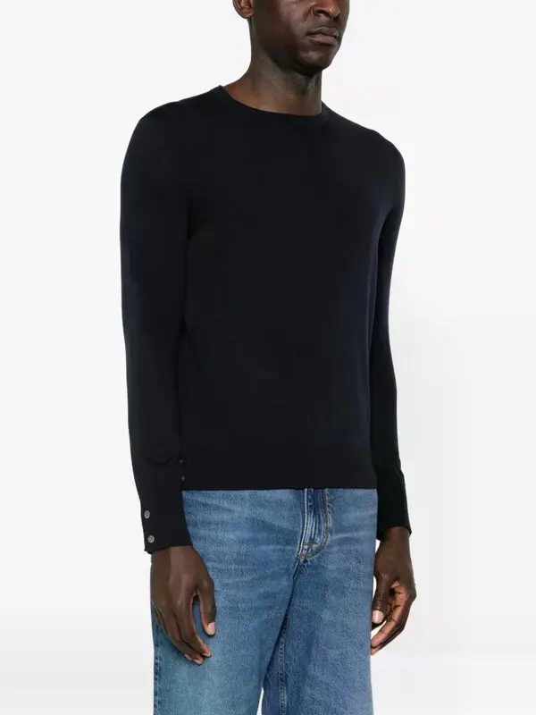 IVORY PARIS Round Neck Button Detail Sweater - Blue