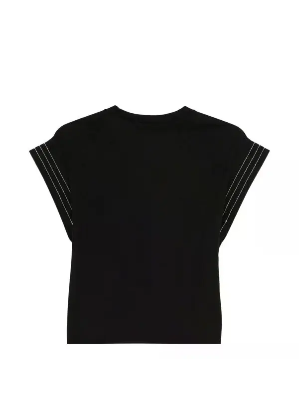 D.exterior Embellished Round Neck Sleeveless Top - Black