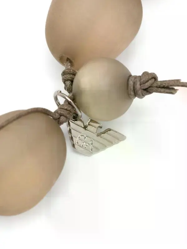 Emporio Armani Beaded Necklace With Logo Charm